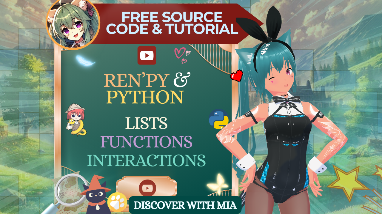 Ren’Py & Python Course 2 – Free Lists, Functions, and Interactions Scripts by Discover with Mia