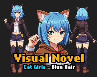 Visual Novel: Cat Girls - Blue Hair by gurigraphics