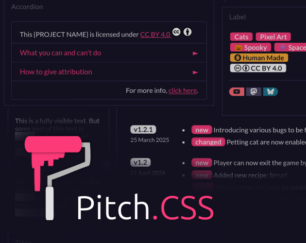 Pitch – CSS Components and Tweaks for Your itch.io Pages by nnda