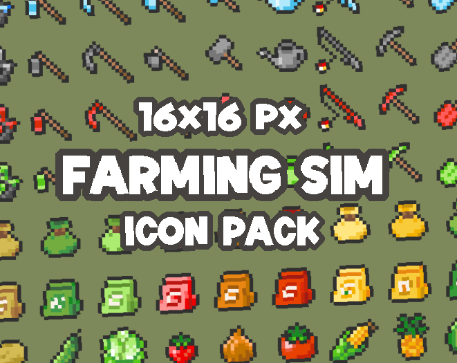 16x16 px RPG Farming Sim Icon Pack by VectoRaith