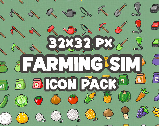32x32 px RPG Farming Sim Icon Pack by VectoRaith