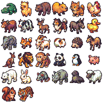 32x32 Animal pixel art by MasuOne