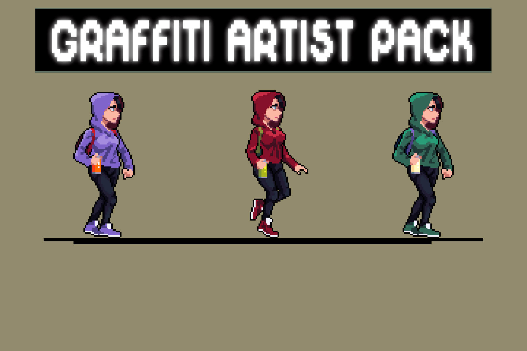 Free Pixel Graffiti Artist Sprite by Free Game Assets (GUI, Sprite ...