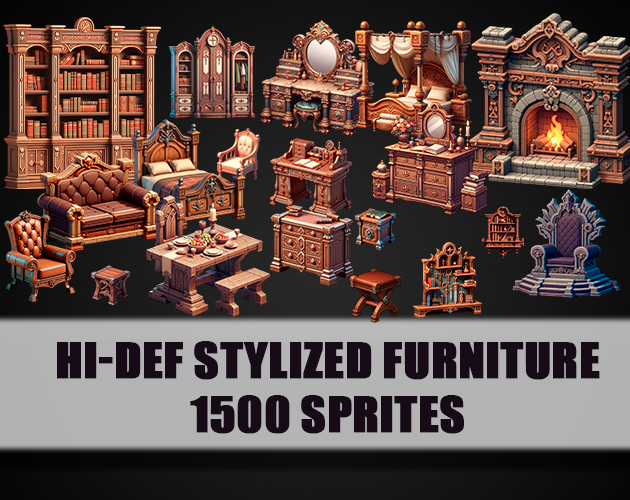 Hi-Def Stylized Furniture - 1500 Sprites by FortressSide