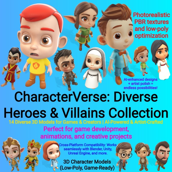CharacterVerse: Diverse Heroes & Villains Collection 3D Model by Factex@Lab