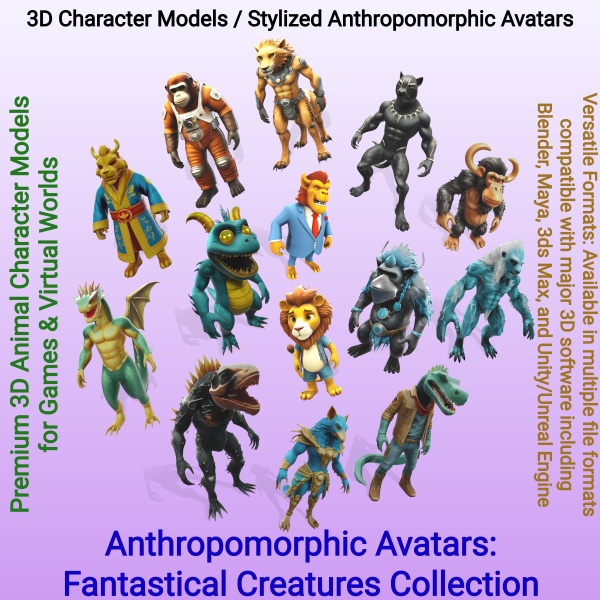 Anthropomorphic Avatars: Fantastical Creatures Collection 3D Model by ...