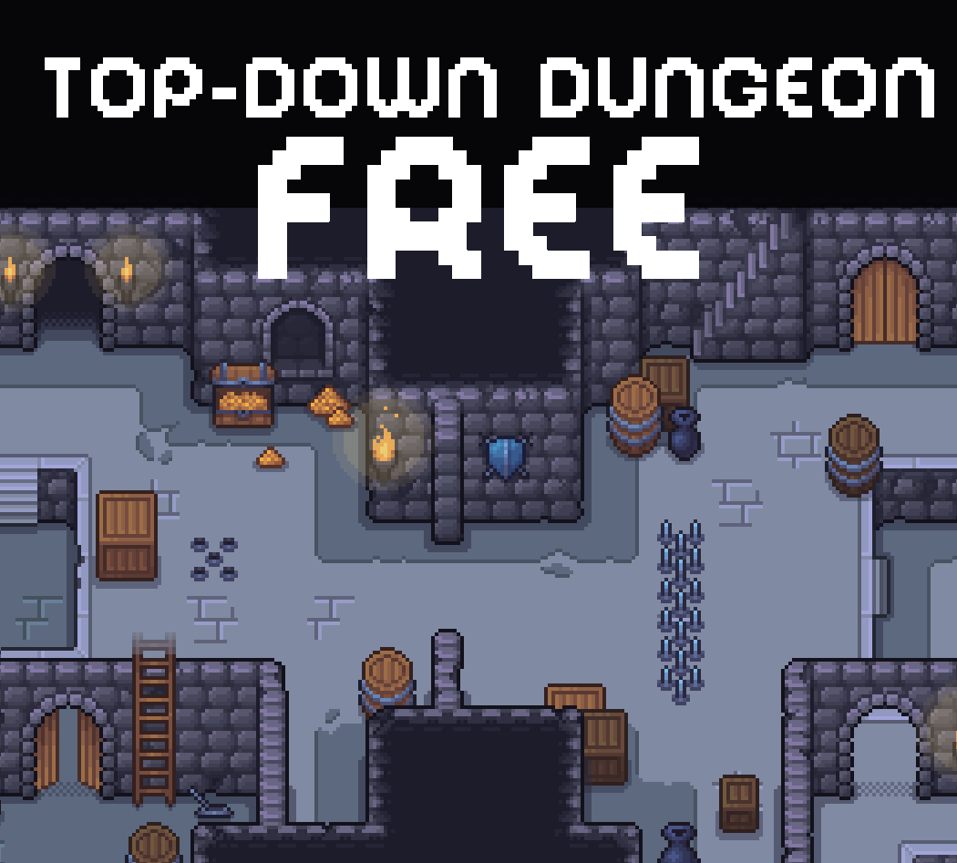 Free Top-Down Pixel Dungeon Level Game Assets by Free Game Assets (GUI ...
