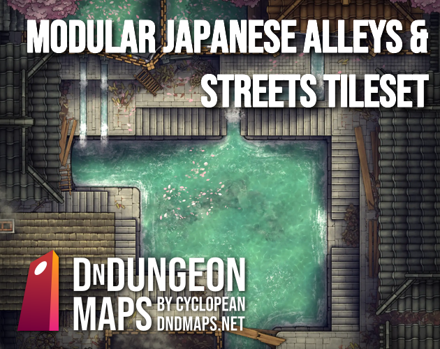 Modular Japanese Alleys & Streets Tileset (& Bathhouse Back-Alley ...