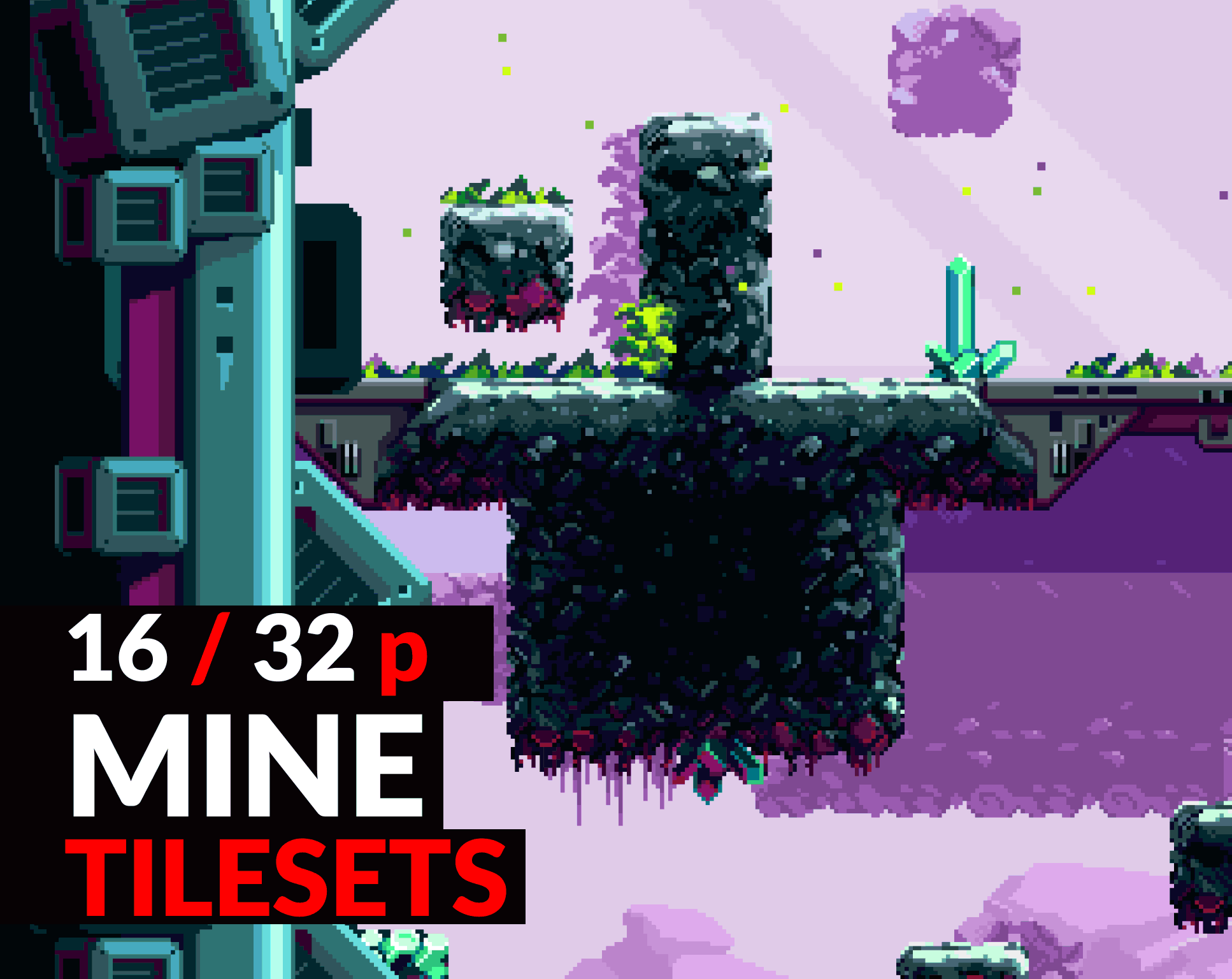 Animated Purple Crystal Tiles! - Mine Tileset by Atomic Realm