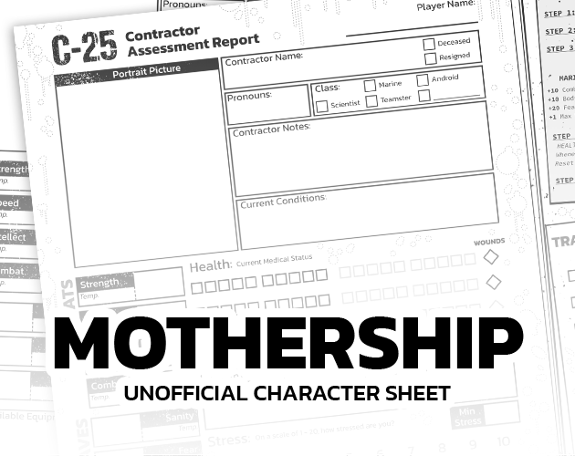 Mothership RPG "C-25" character sheet by JodTheCod
