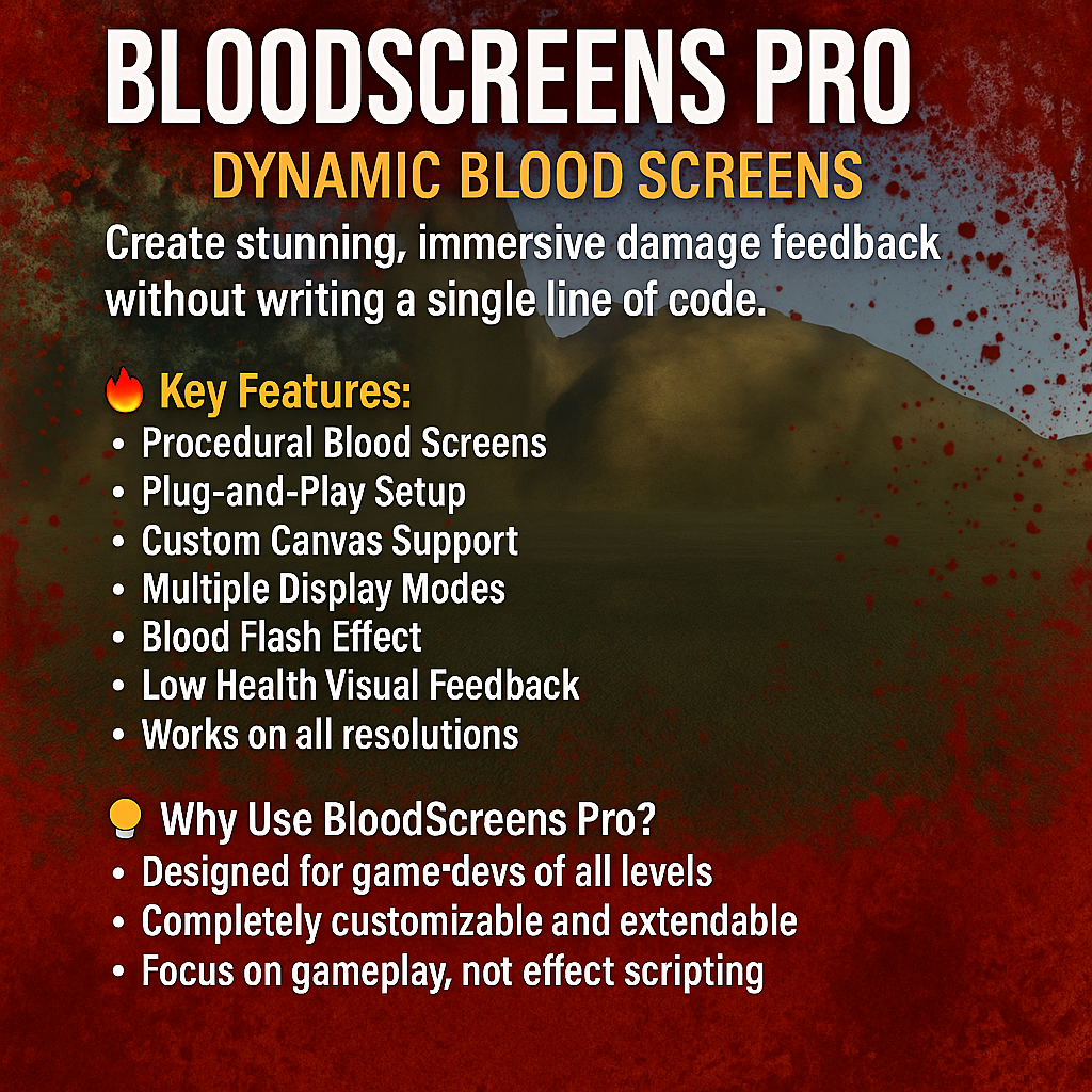 BloodScreens Pro – Dynamic Blood Screens in Unity by IronSami Studio