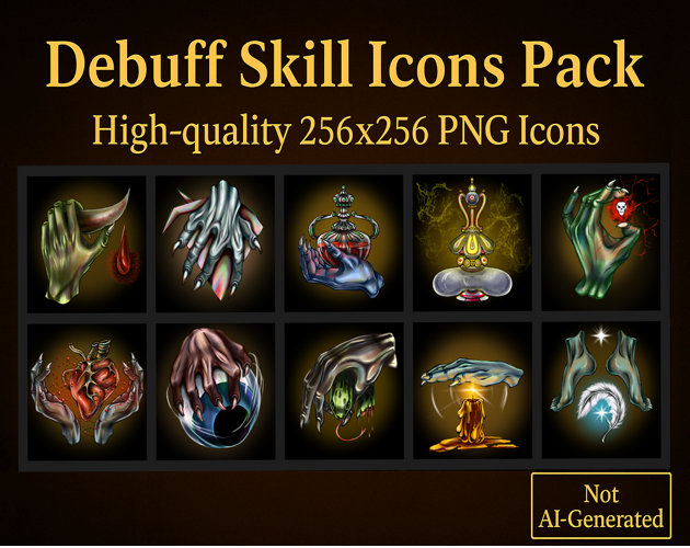 Debuff Skill Icons Pack – Fantasy RPG Assets by WillowIvy