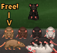 RATS!- 4 colors of Rat sprites 48*48, walking, standing, and dead! by Micax