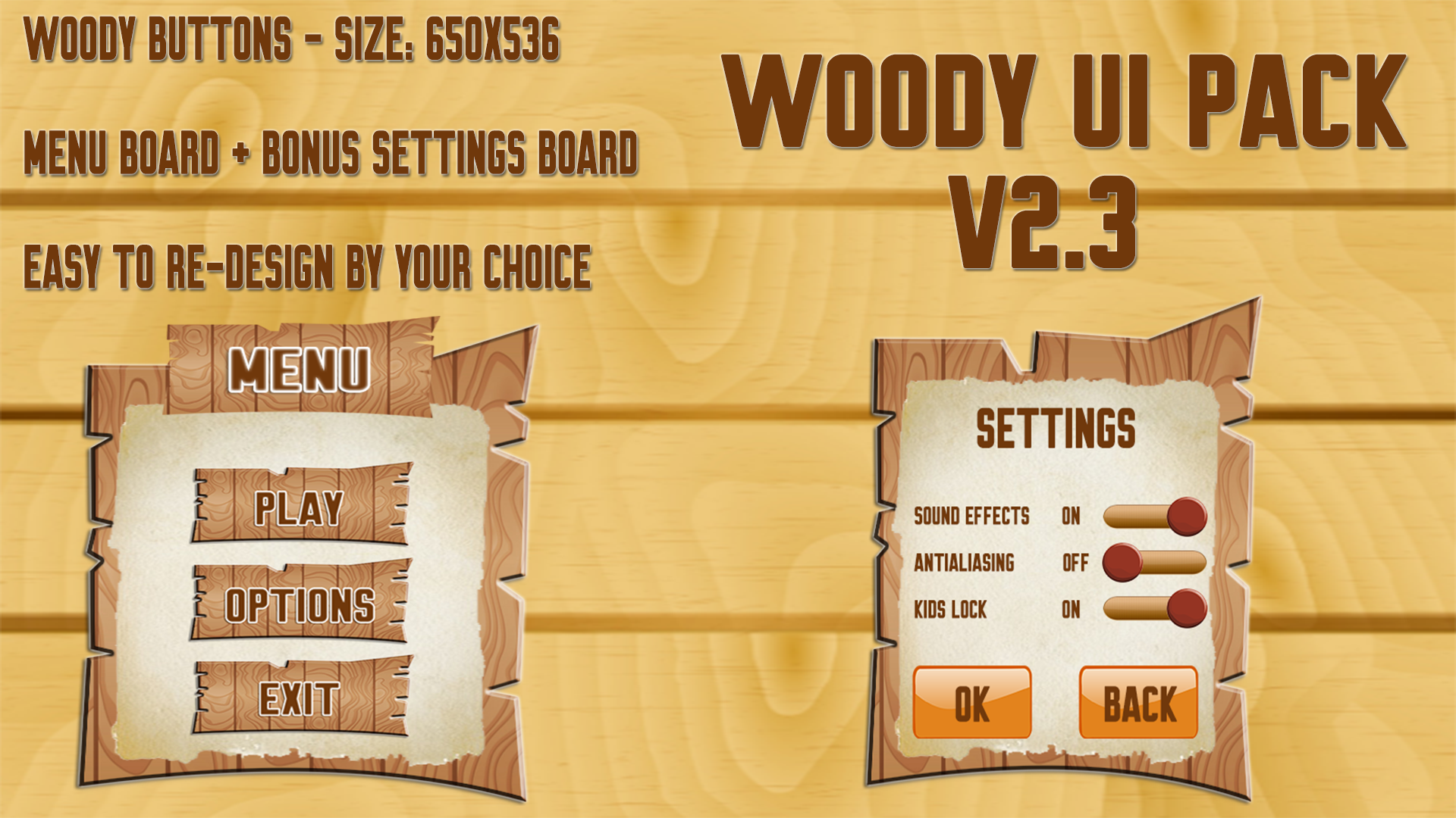 2D Woody Buttons by shogundesign