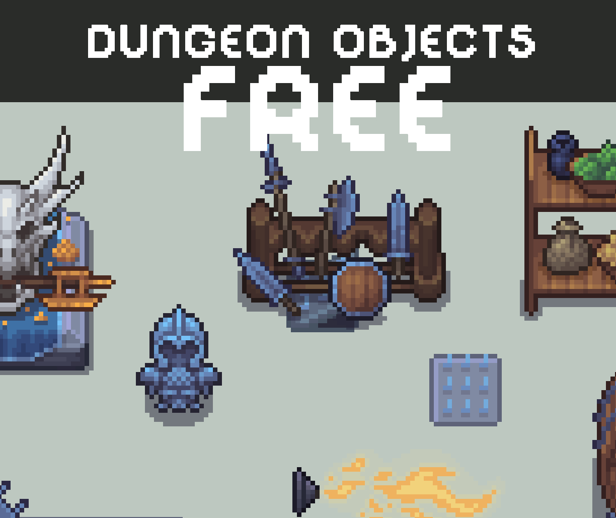 Free Dungeon Objects Pixel Assets by Free Game Assets (GUI, Sprite ...
