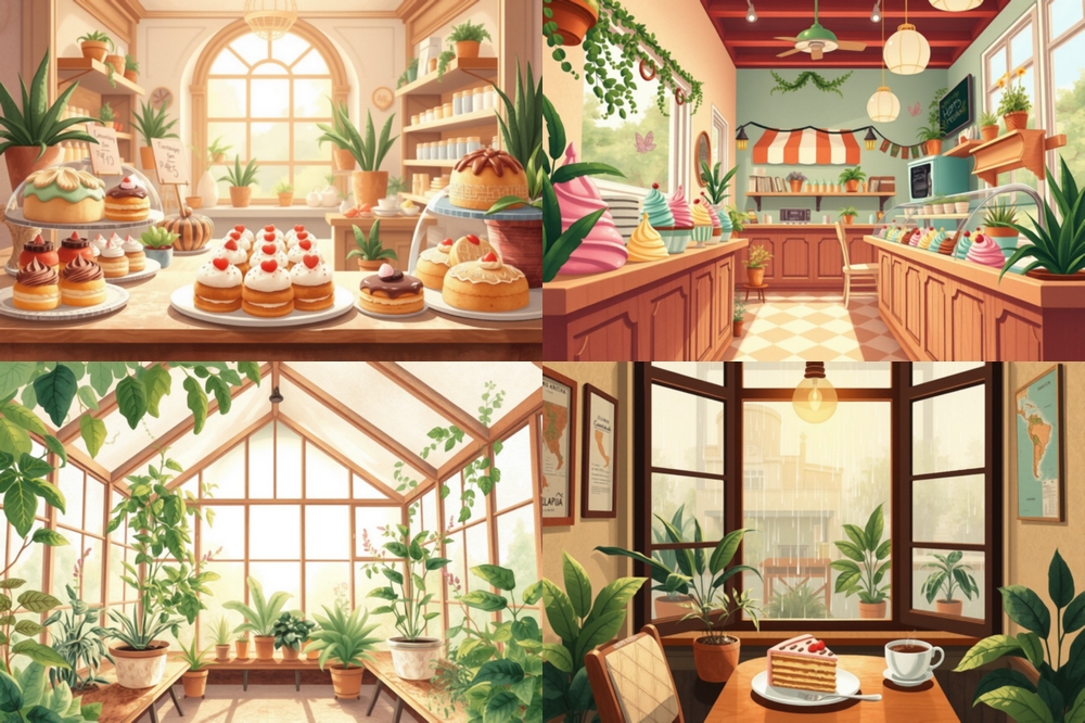 100 Cute Visual Novel Backgrounds Pack: Cafe, Bakery, School, Park ...