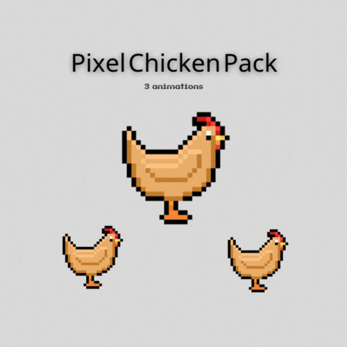 Chicken Pack - PixelArt Chicken (3 animations) by KIER