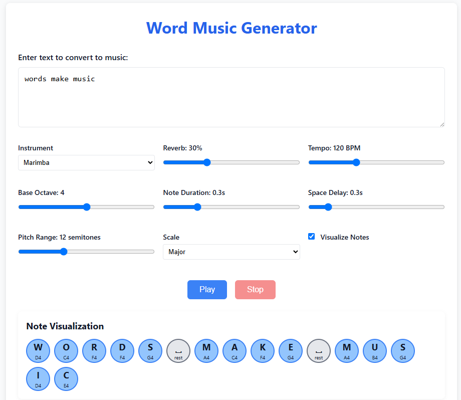 Words Make Music Generator by BostonRiot