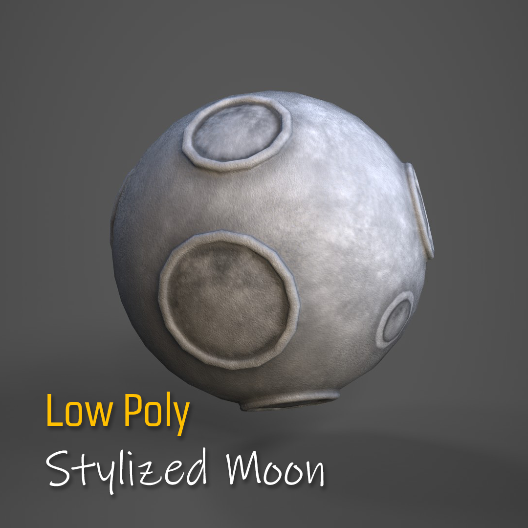 Low Poly Stylized Moon by Bowley3D