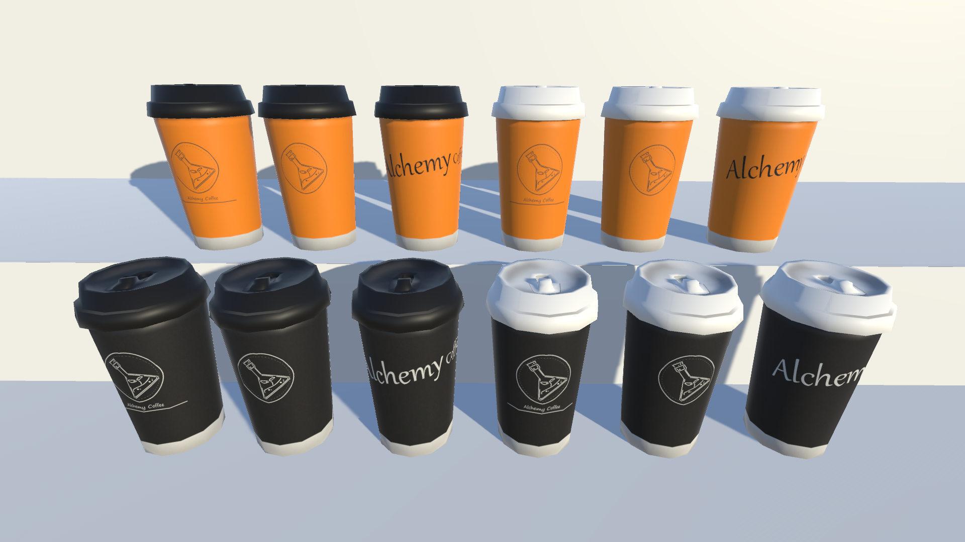 Original 3D coffee cup model set by Try Alchemy