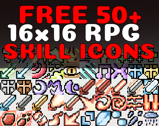 Pixel Art 16x16 RPG Skill Icon Pack by allcreatinghere