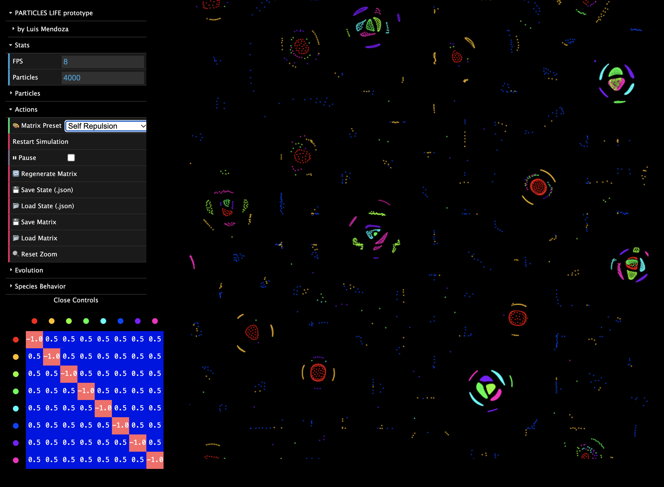 I built a generative particle life simulator with emergent sound – feedback welcome! - Particles ...