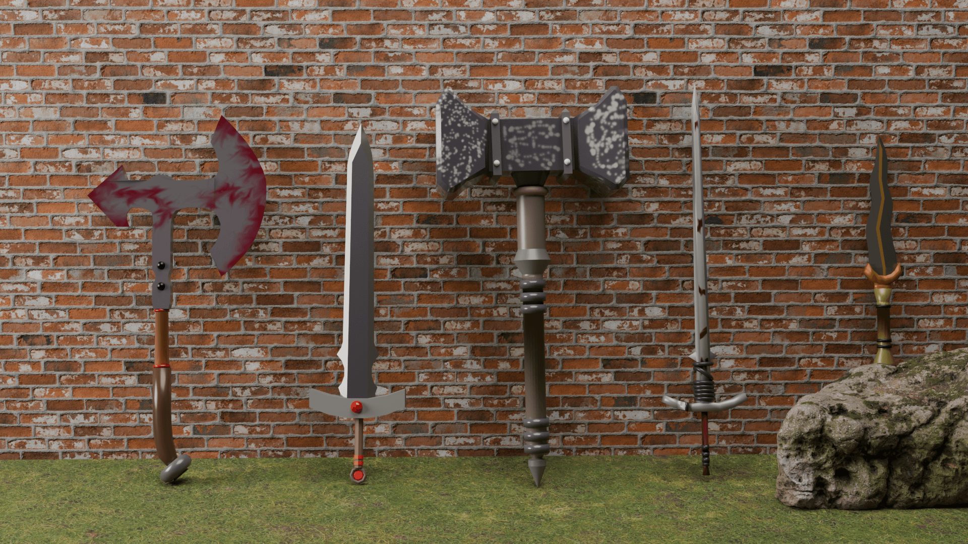 Stylized Fantasy Weapon Pack 5 Low Poly Models Low-poly by Aurelijus