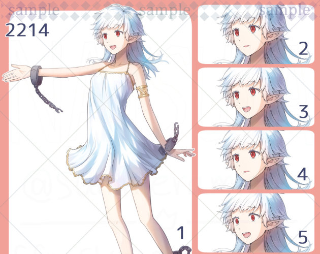 Anime Character Art Pack: 2214 - 6 Expressions | Image: Girl, elf ...