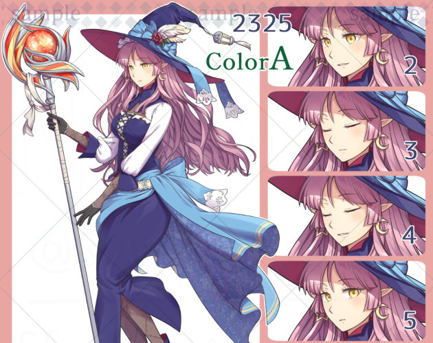 Anime Character Art Pack: 2325-colorA - 6 Expressions | Image: Woman ...