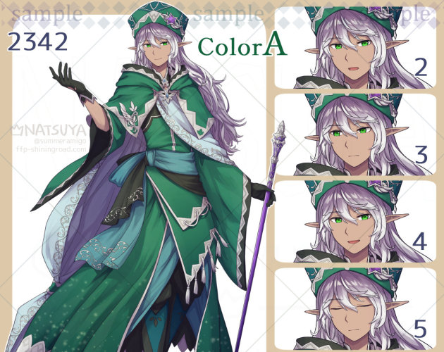 Anime Character Art Pack: 2342-colorA - 6 Expressions | Image: Man, elf ...