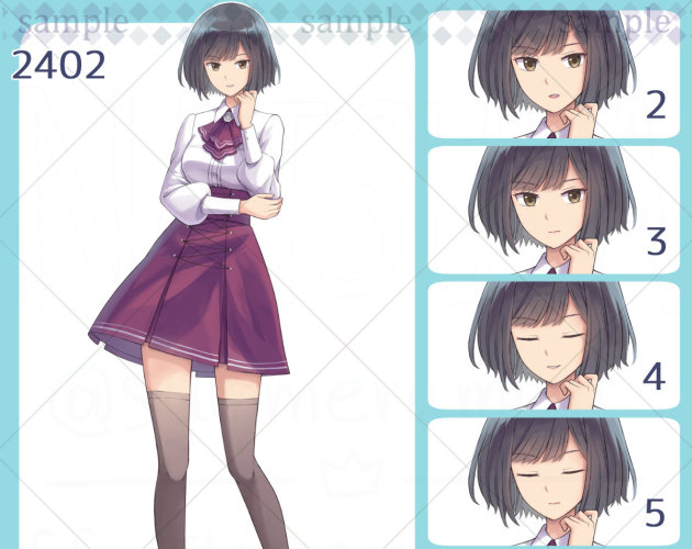 Anime Character Art Pack: 2402 - 6 Expressions | Image: Woman, student ...