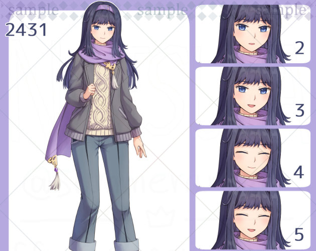 Anime Character Art Pack: 2431 - 6 Expressions | Image: Woman, student ...