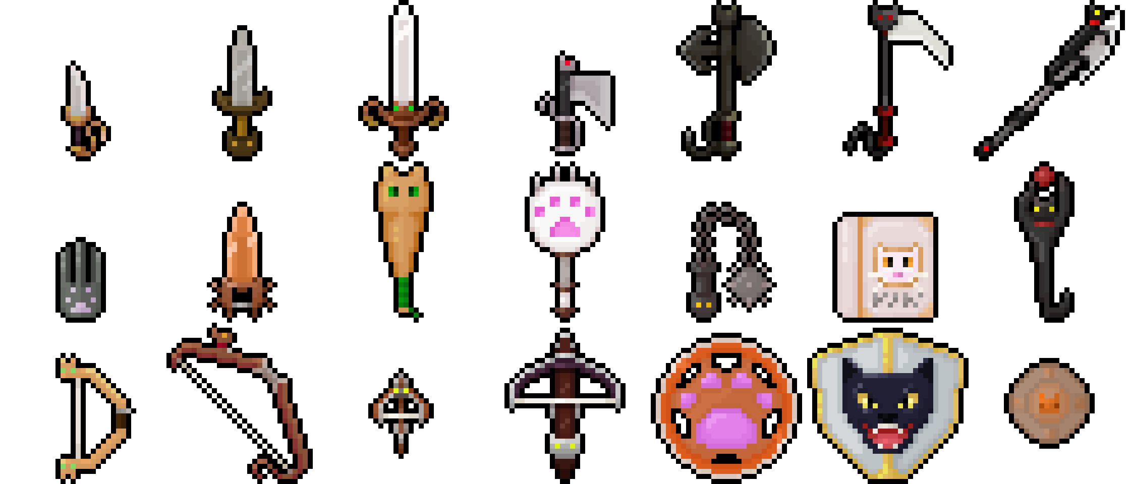 Simple Pixel Weapons – Cat-Inspired 32x32 Set by JustDenk