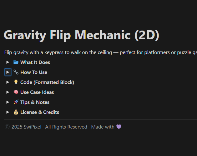 Gravity Flip Mechanic (Unity2D) by SwiPixel - DevTools