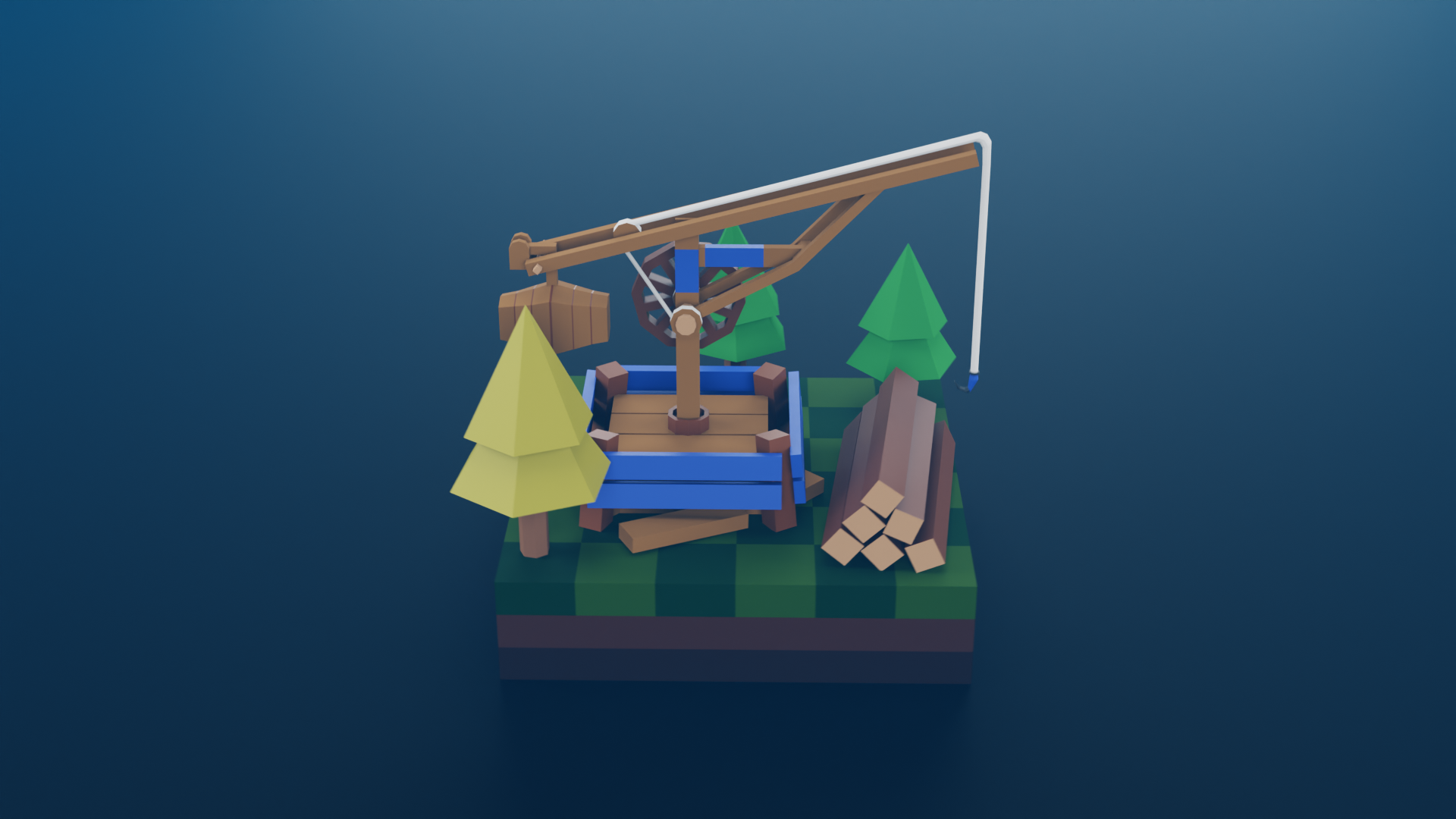 Low Poly Lumber Camp Blender by Lambda Games