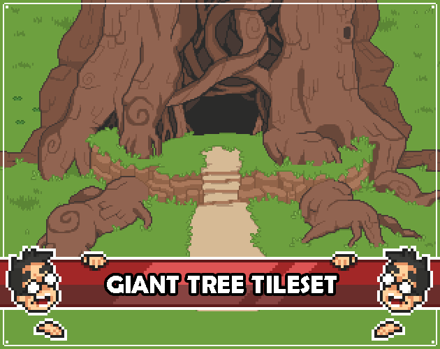 2D Pixel Art Giant Tree Tileset by Elthen's Pixel Art Shop