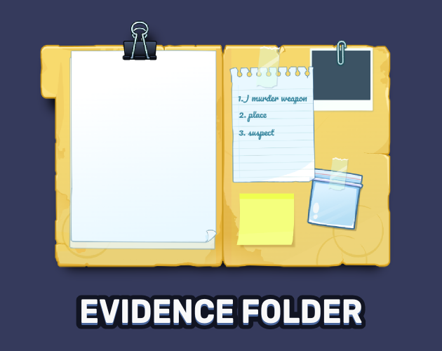 Evidence folder by Robert Brooks - gamedeveloperstudio.com