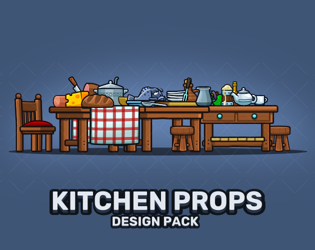 Side view kitchen interior mega prop pack by Robert Brooks - gamedeveloperstudio.com