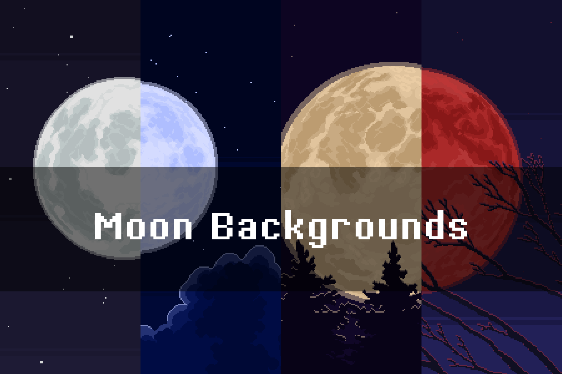 Free Big Moon Pixel Art Backgrounds by Free Game Assets (GUI, Sprite ...