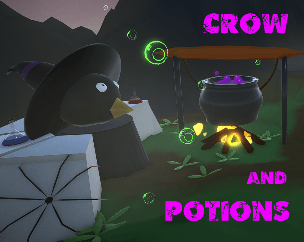 Crow and potions by Riory
