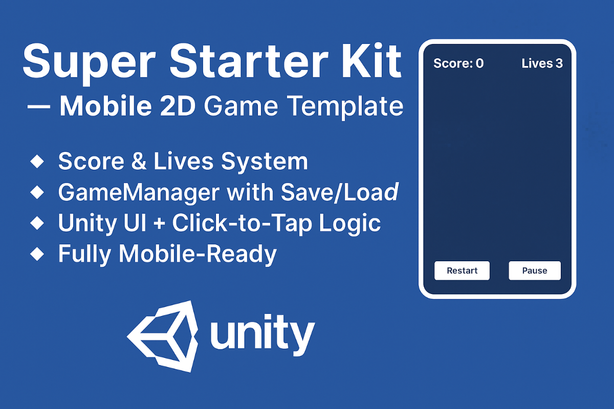 Now Available – Super Starter Kit for Unity 2D 🛠️📱 - itch.io