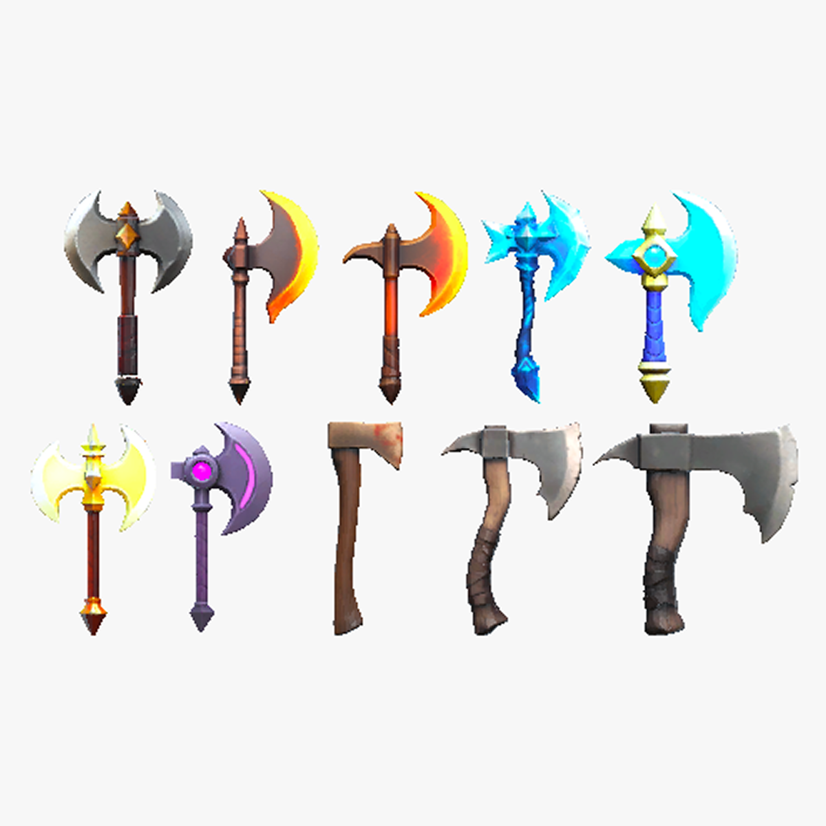 3D Model Axe 10Set Weapons/Fantasy/RPG/斧/武器/ファンタジー by LevelMax