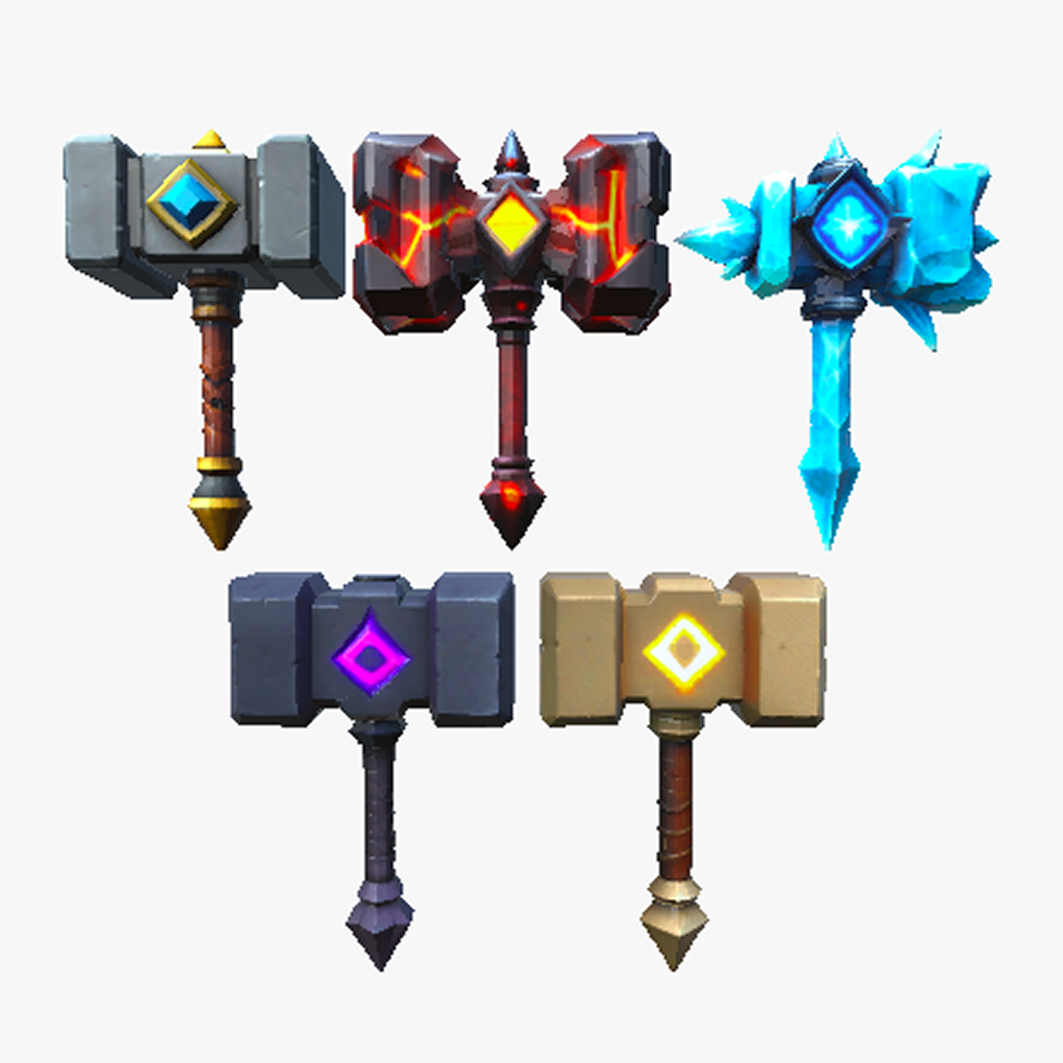 3D Model Hammer 5Set Weapons/LowPoly/Fantasy/RPG/ハンマー/武器/ローポリ/ファンタジー by ...