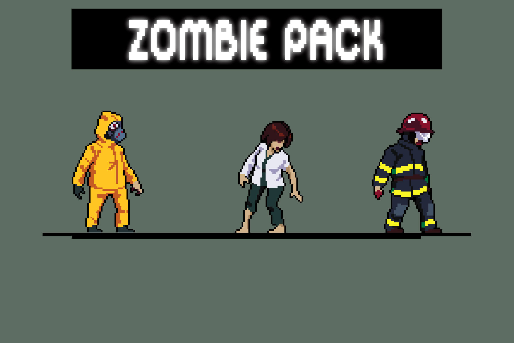 Zombie Pixel Sprite Sheets by Free Game Assets (GUI, Sprite, Tilesets)
