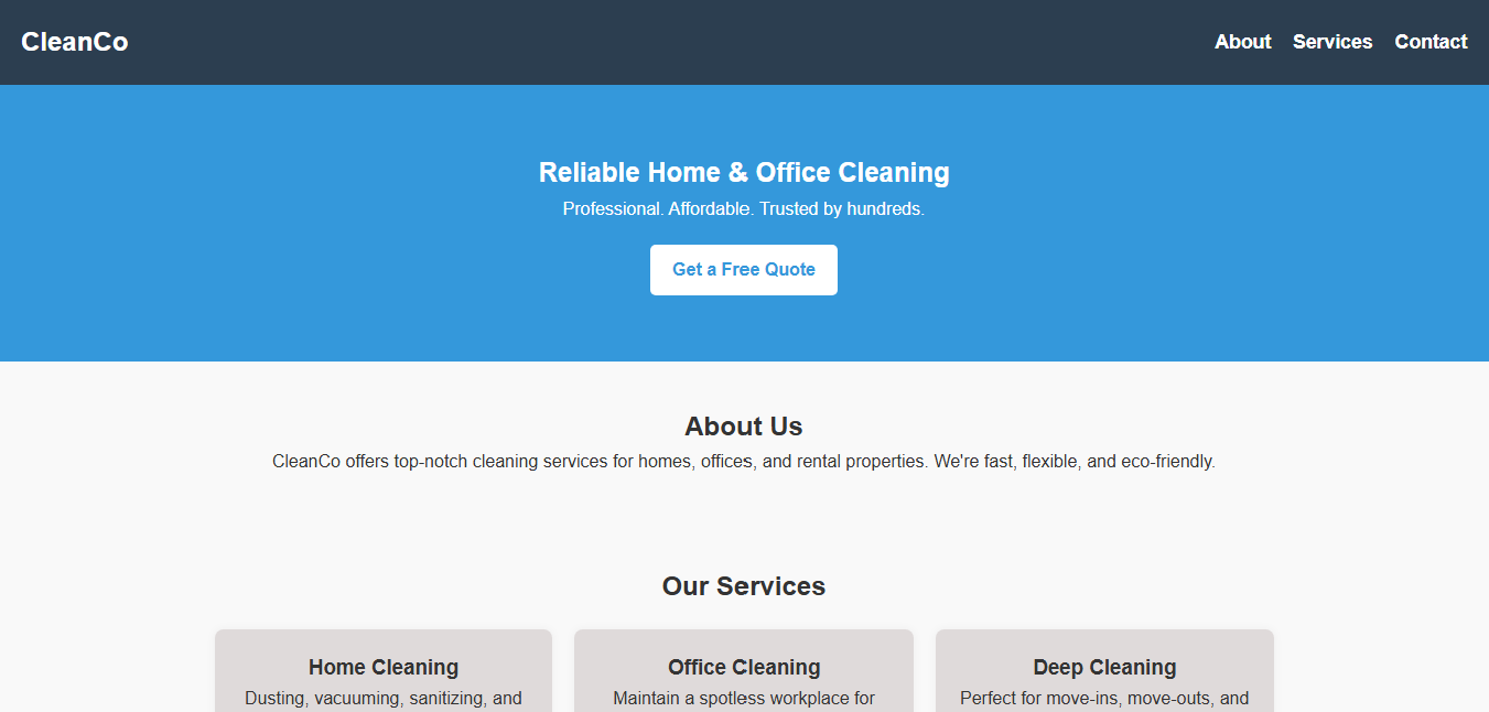 Responsive Cleaning Website Template by Asef84