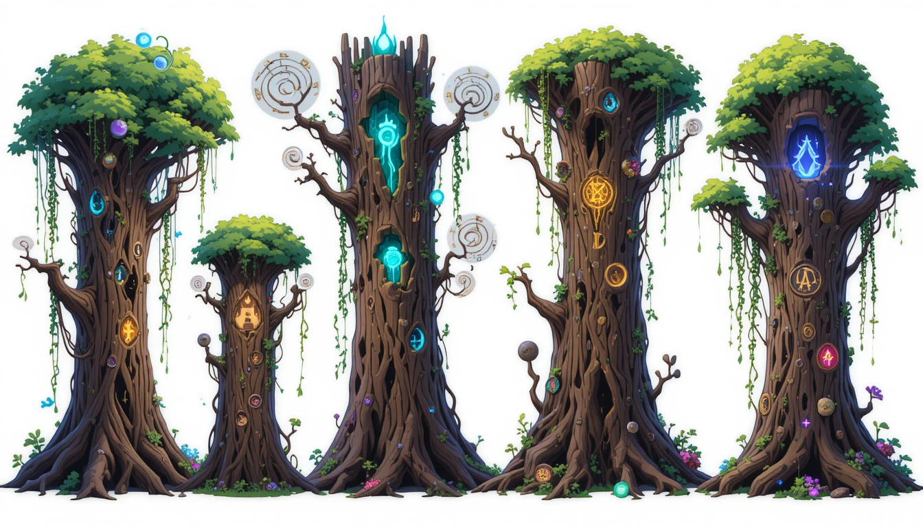 Magical Tree Trunks – Fantasy Forest Background Assets (2D) by Percyes
