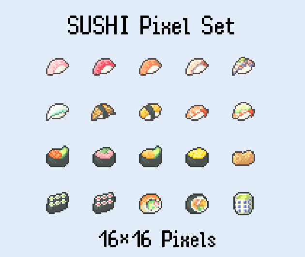 SUSHI Pixel Set by Kyukei_dot