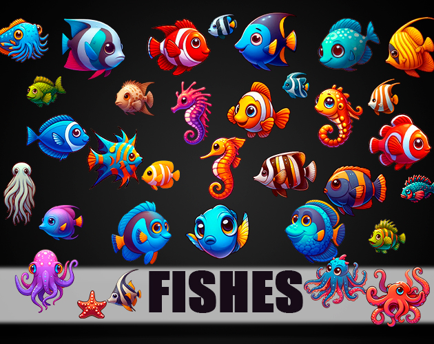 Pack 50 - Fishes - 700+ Sprites by FortressSide