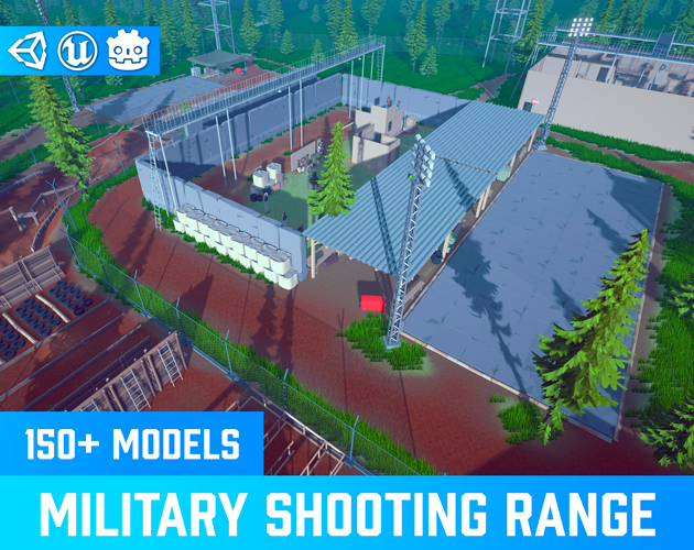 POLY - Military Shooting Range (Unity, UE, Godot) by Animpic Studio
