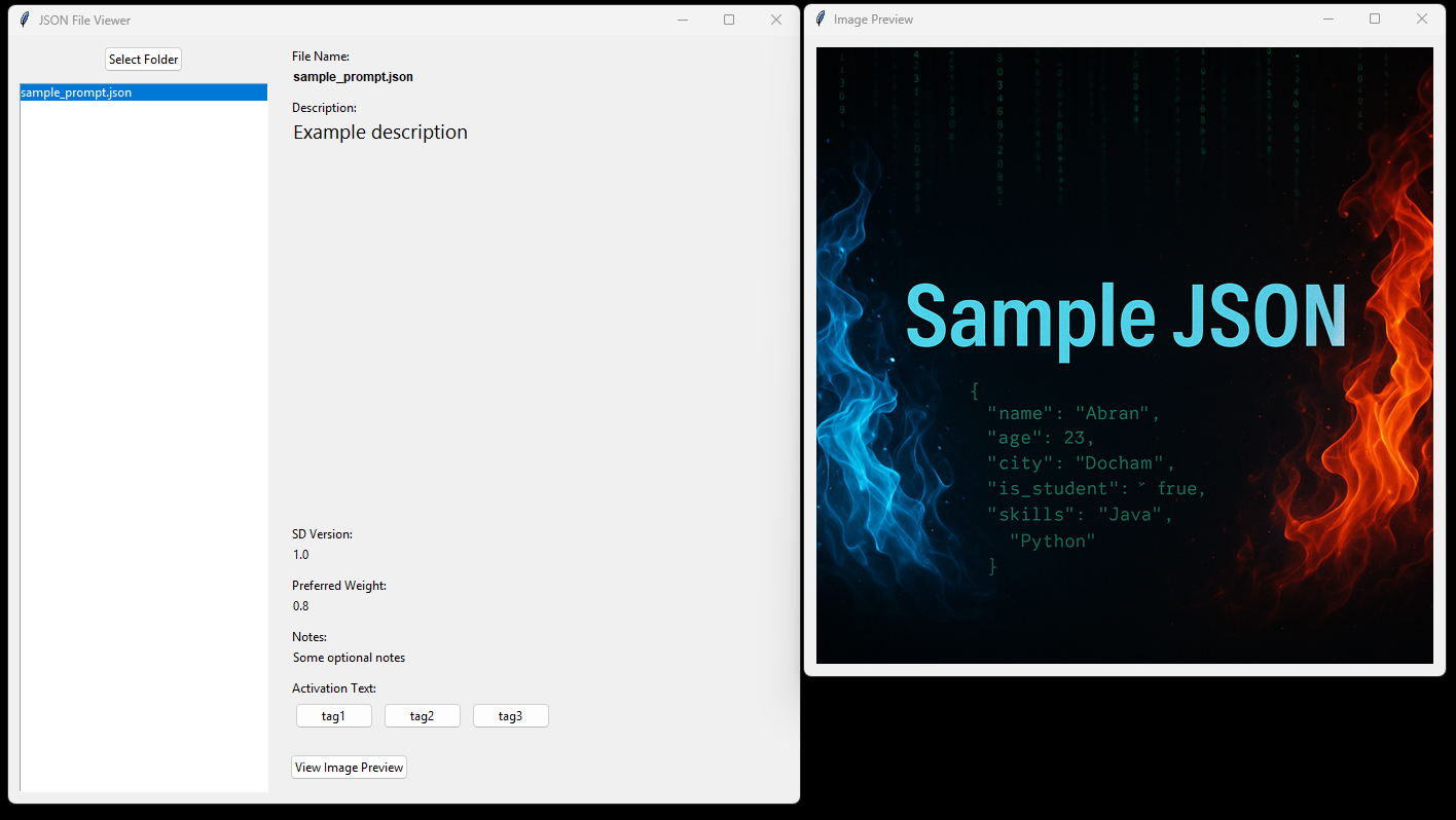 JSON File Viewer / Prompt Viewer by 3oclockmedia